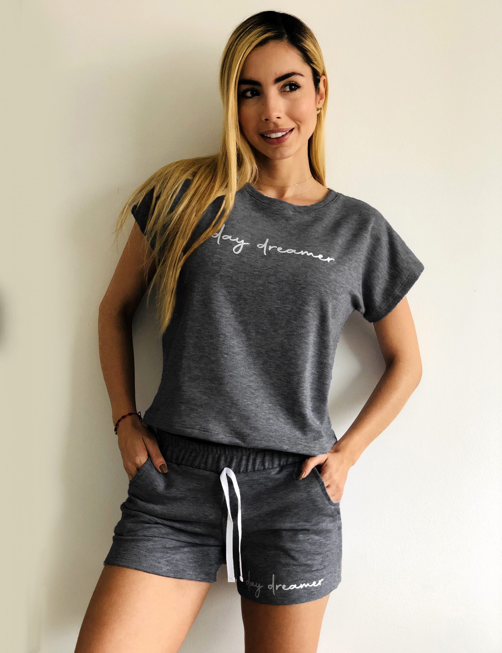 Conjunto short gris onix | Pijamas by Marcela Martinez